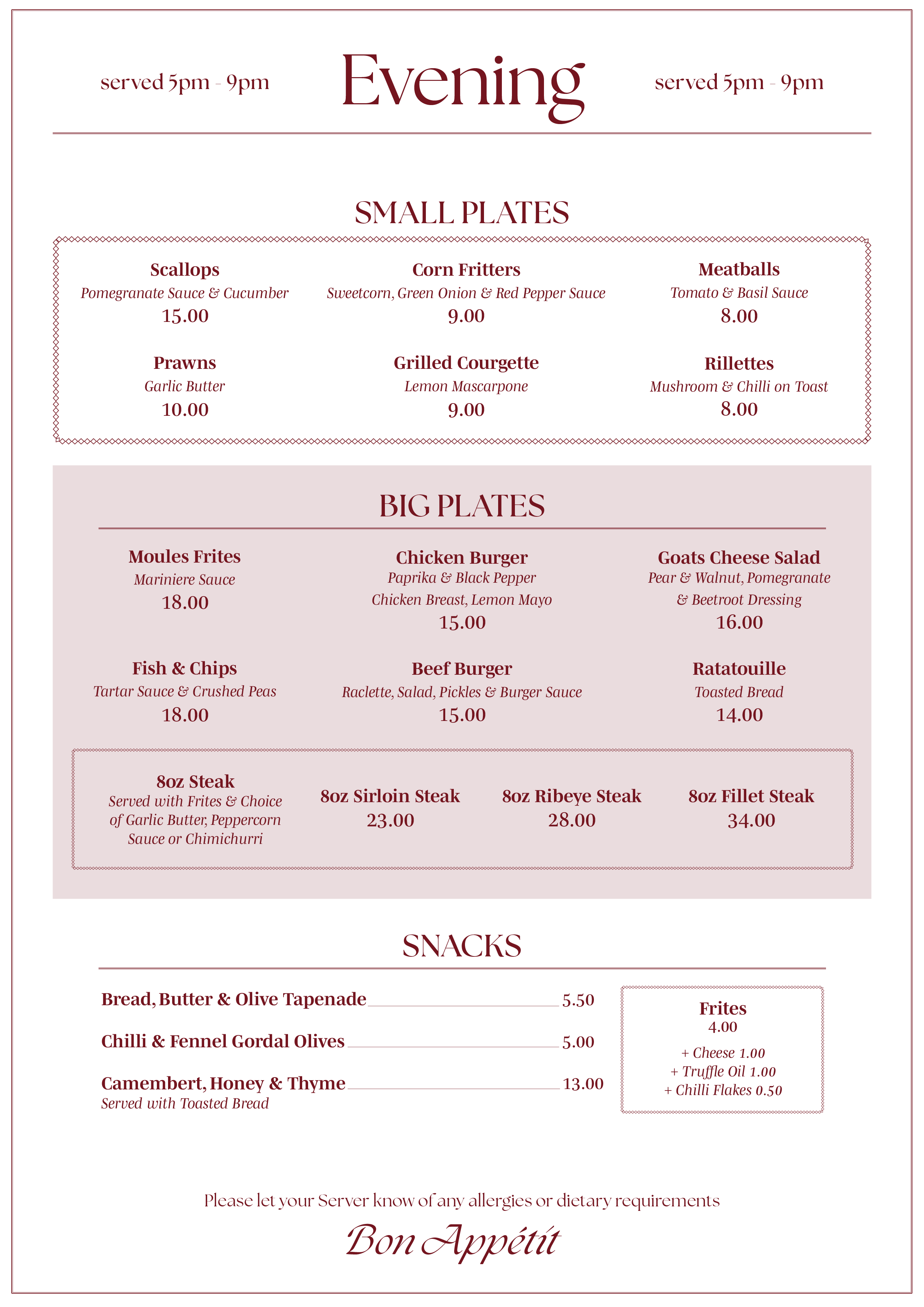 Menu — Wee Paree