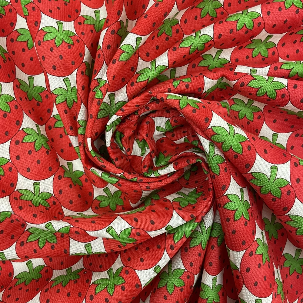Strawberry Print Fabric SINGER Modern Strawberry Cotton Fabric