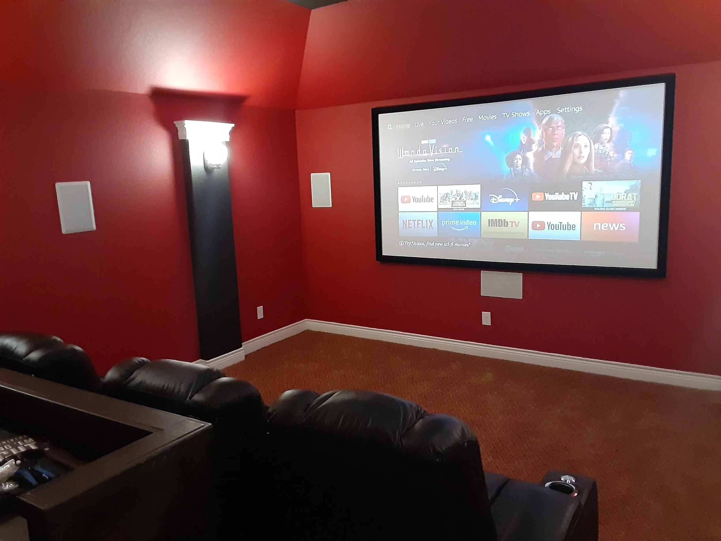 Red Cinema Room — Home Automation | Home Theater