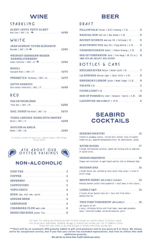 Menu — Seabird