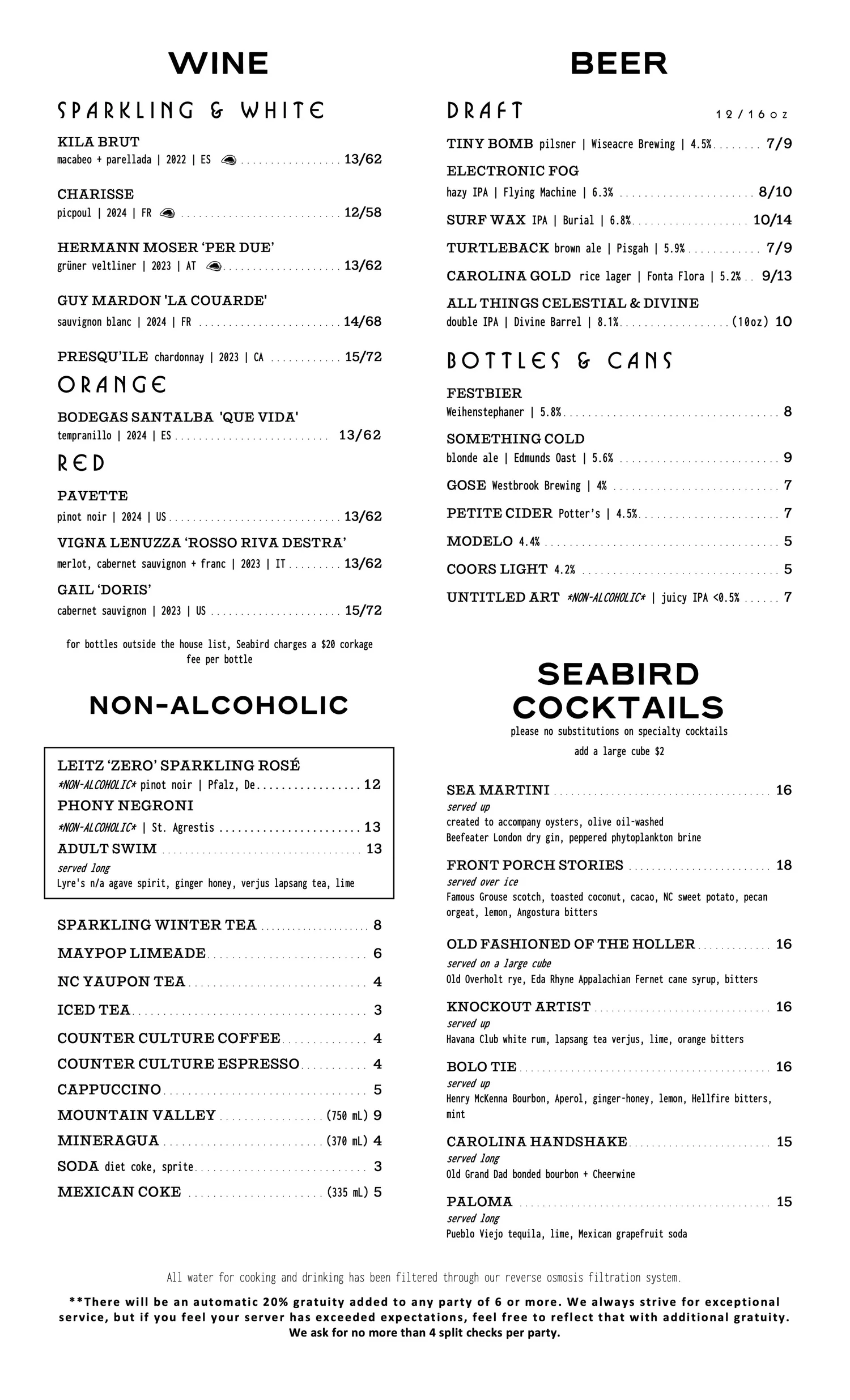 Menu — Seabird