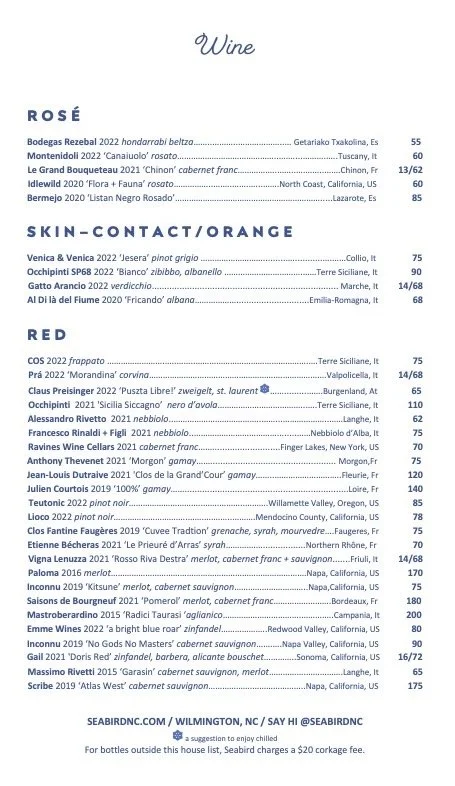 Menu — Seabird