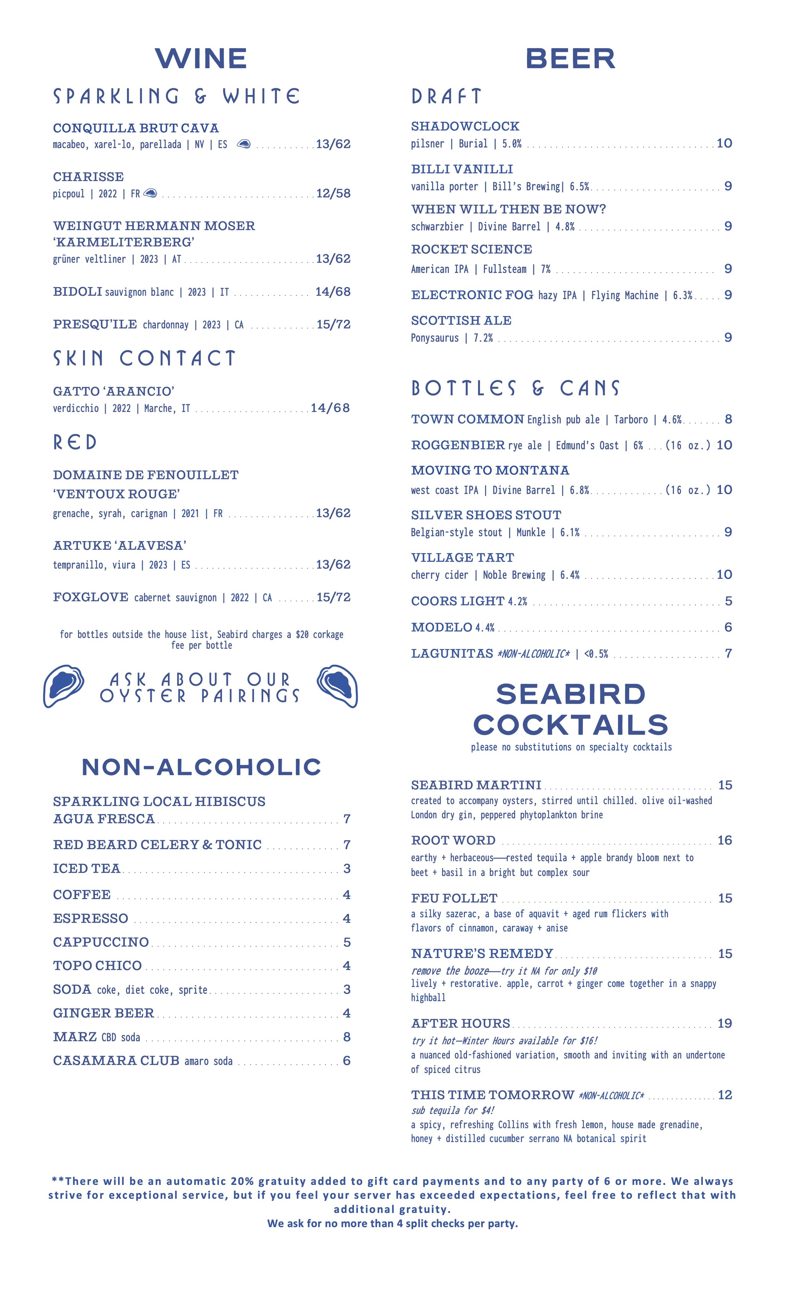 Menu — Seabird