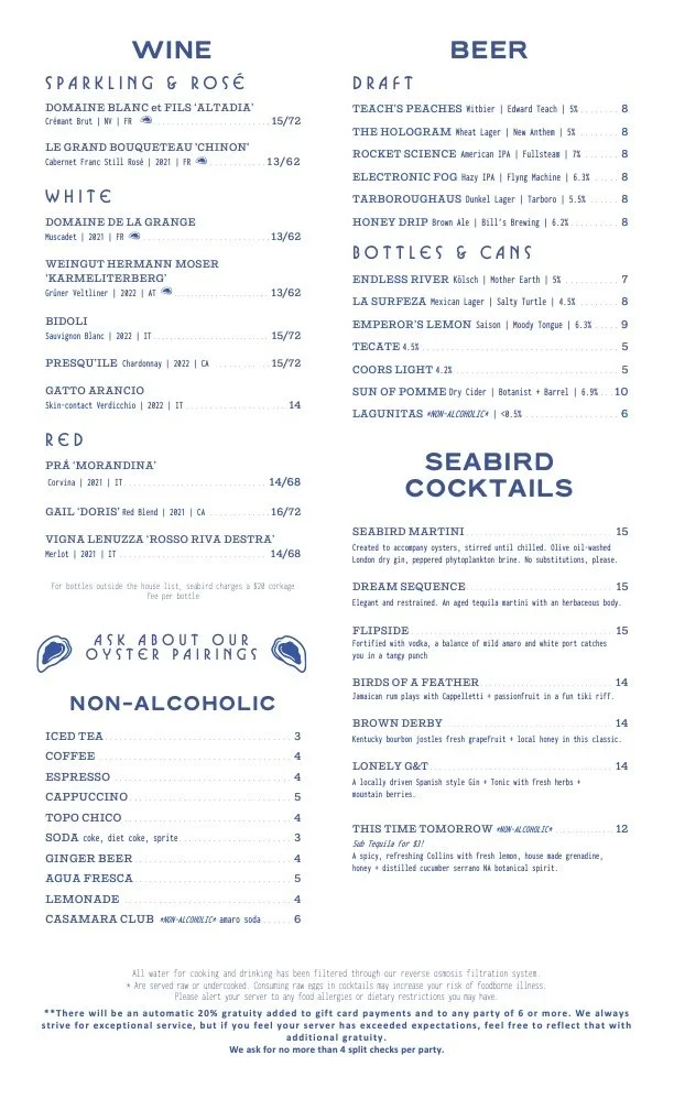 Menu — Seabird