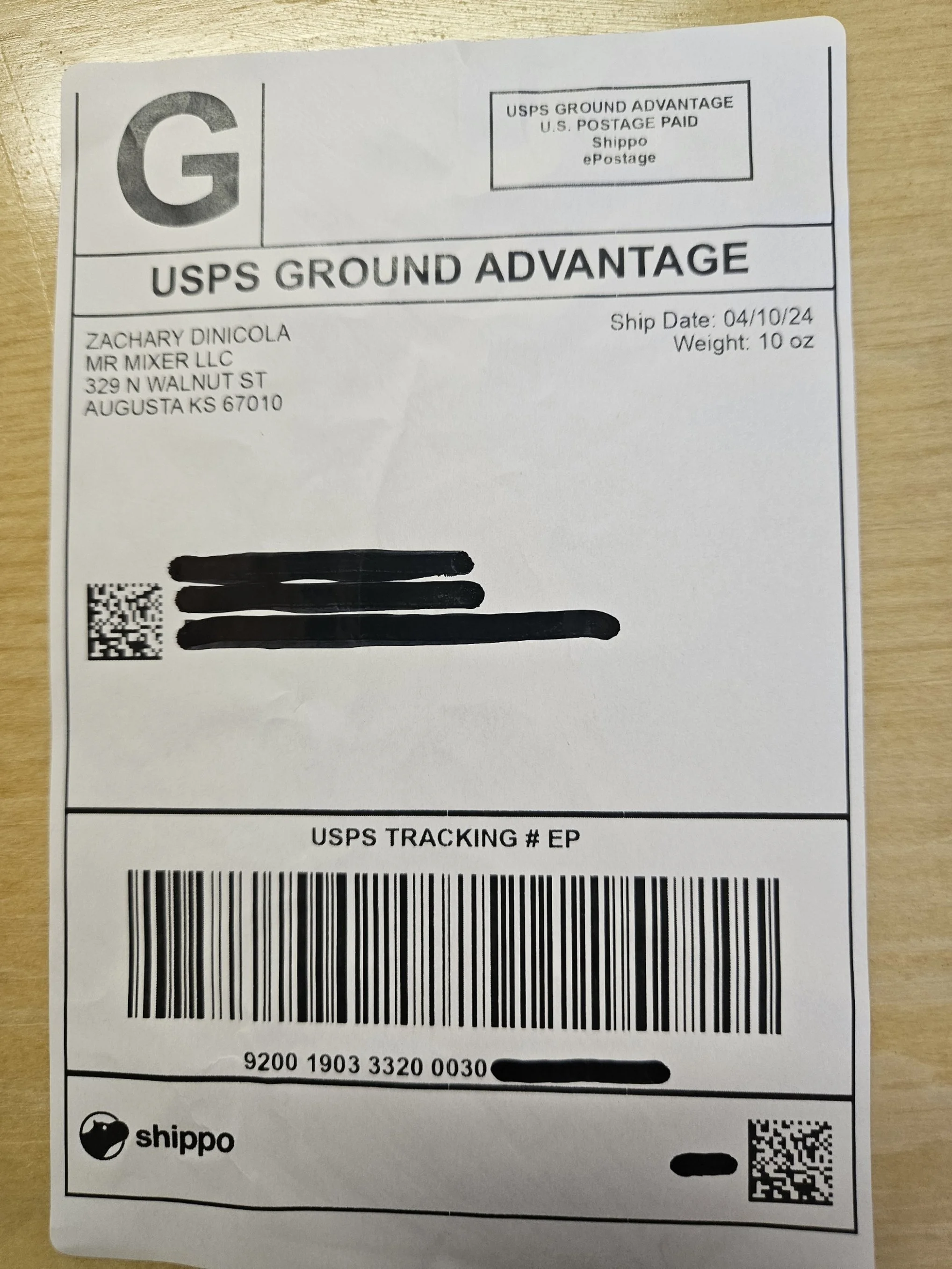 Shipping Label — Mr. Mixer