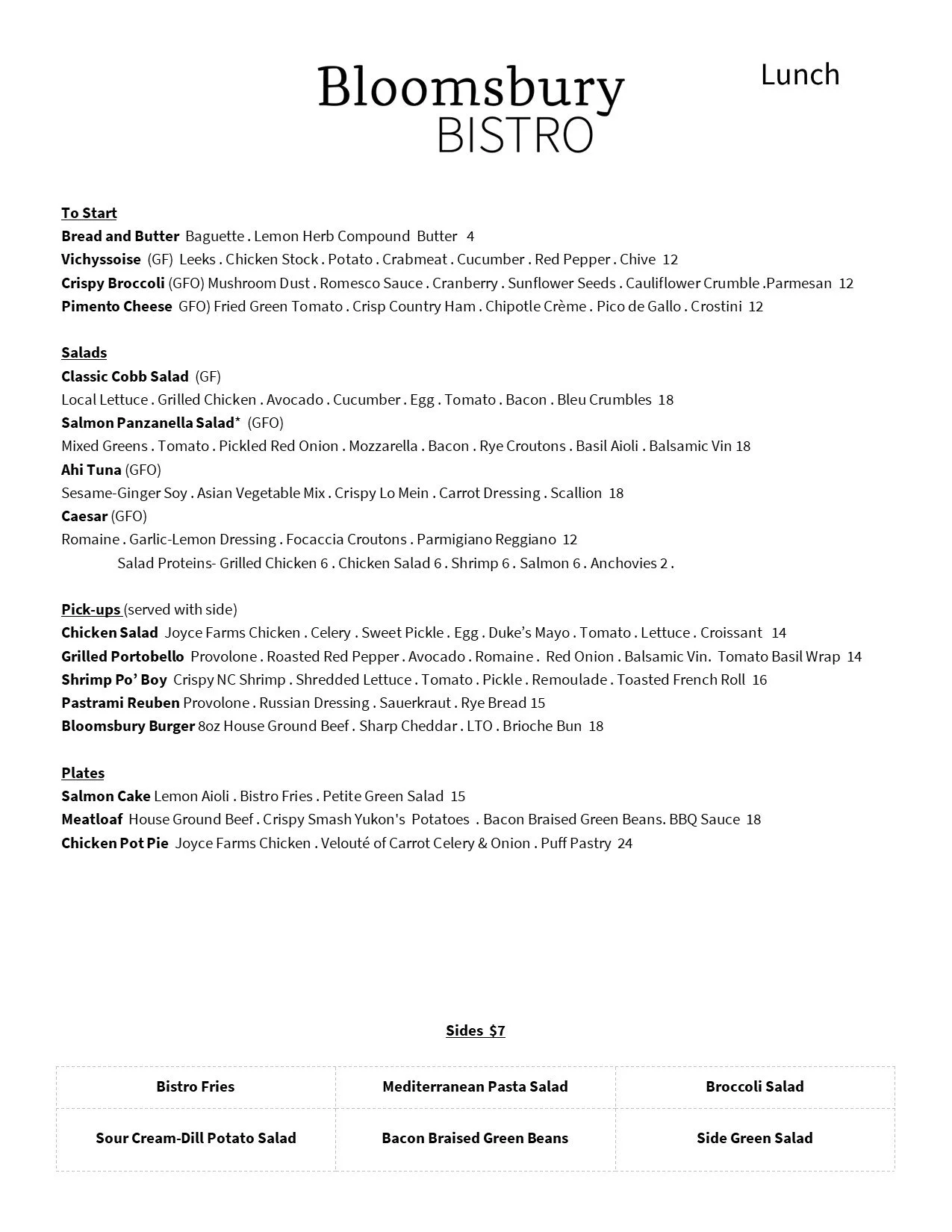 Lunch | Discover Your Perfect Lunch Now — Bloomsbury Bistro