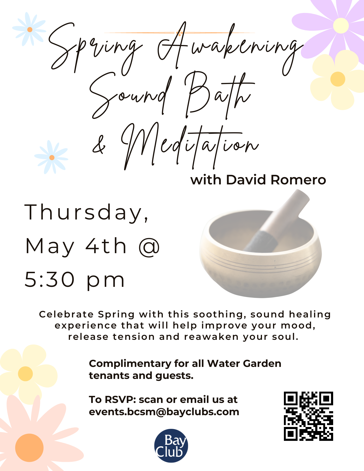 Bay Club: Spring Awakening Sound Bath & Meditation — WATER GARDEN