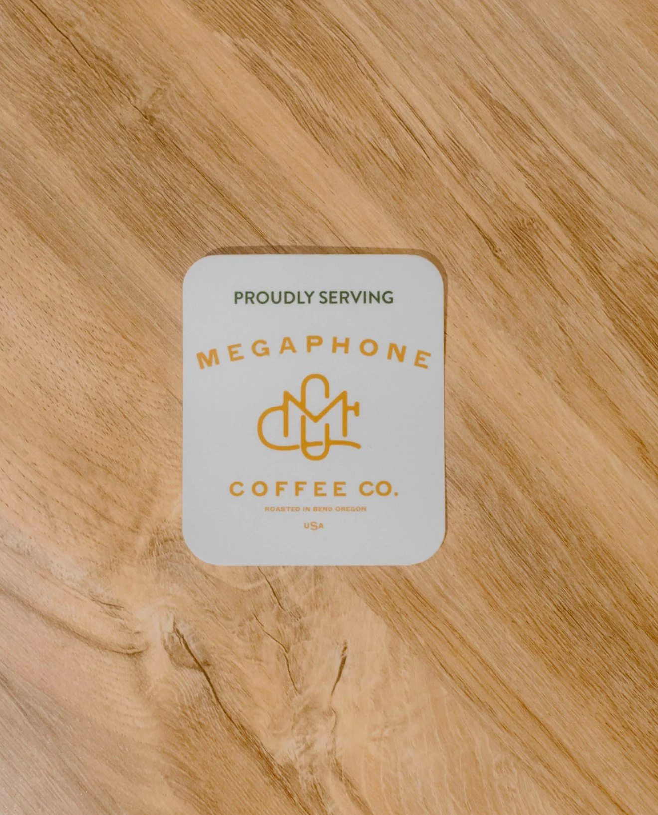 Proudly Serving Megaphone Sticker — Megaphone Coffee