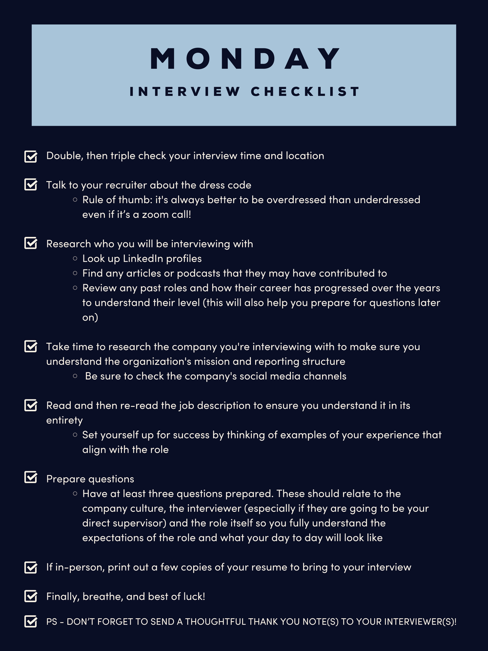 Interview Preparation Checklist: Tips from a Recruiter