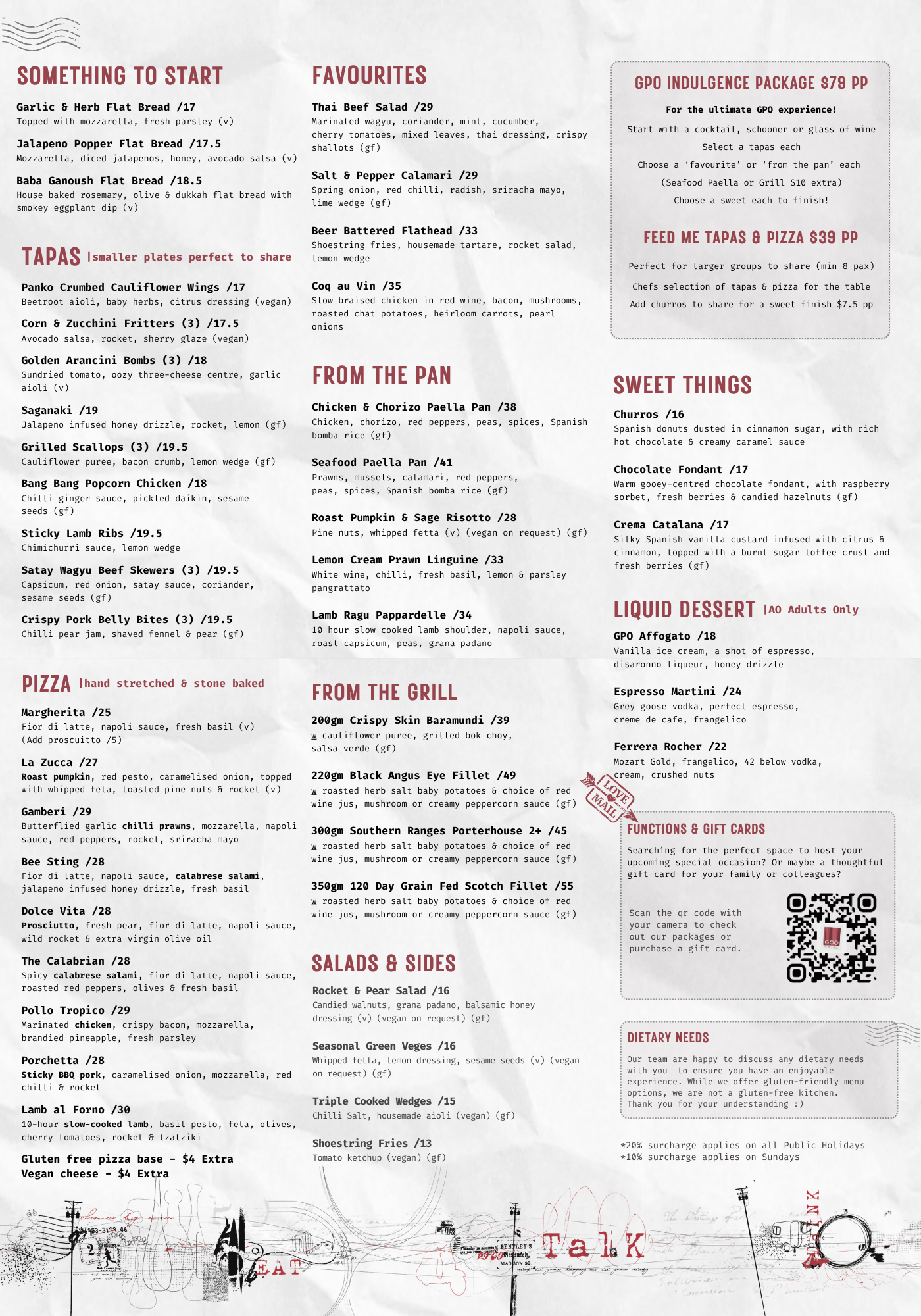 Menu — GPO Restaurant
