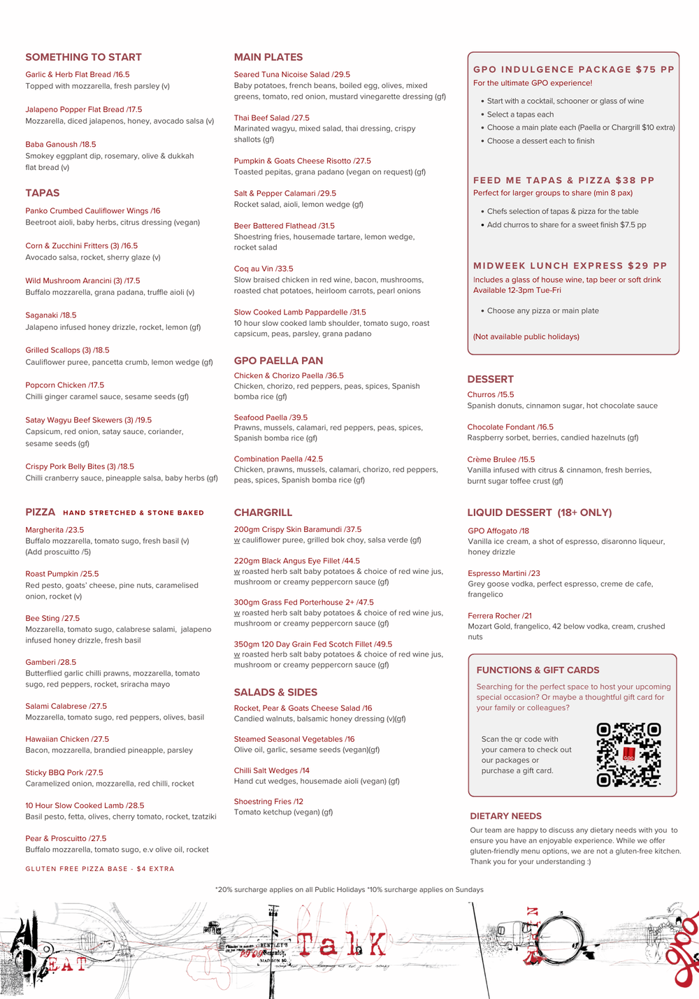 Menu — GPO Restaurant