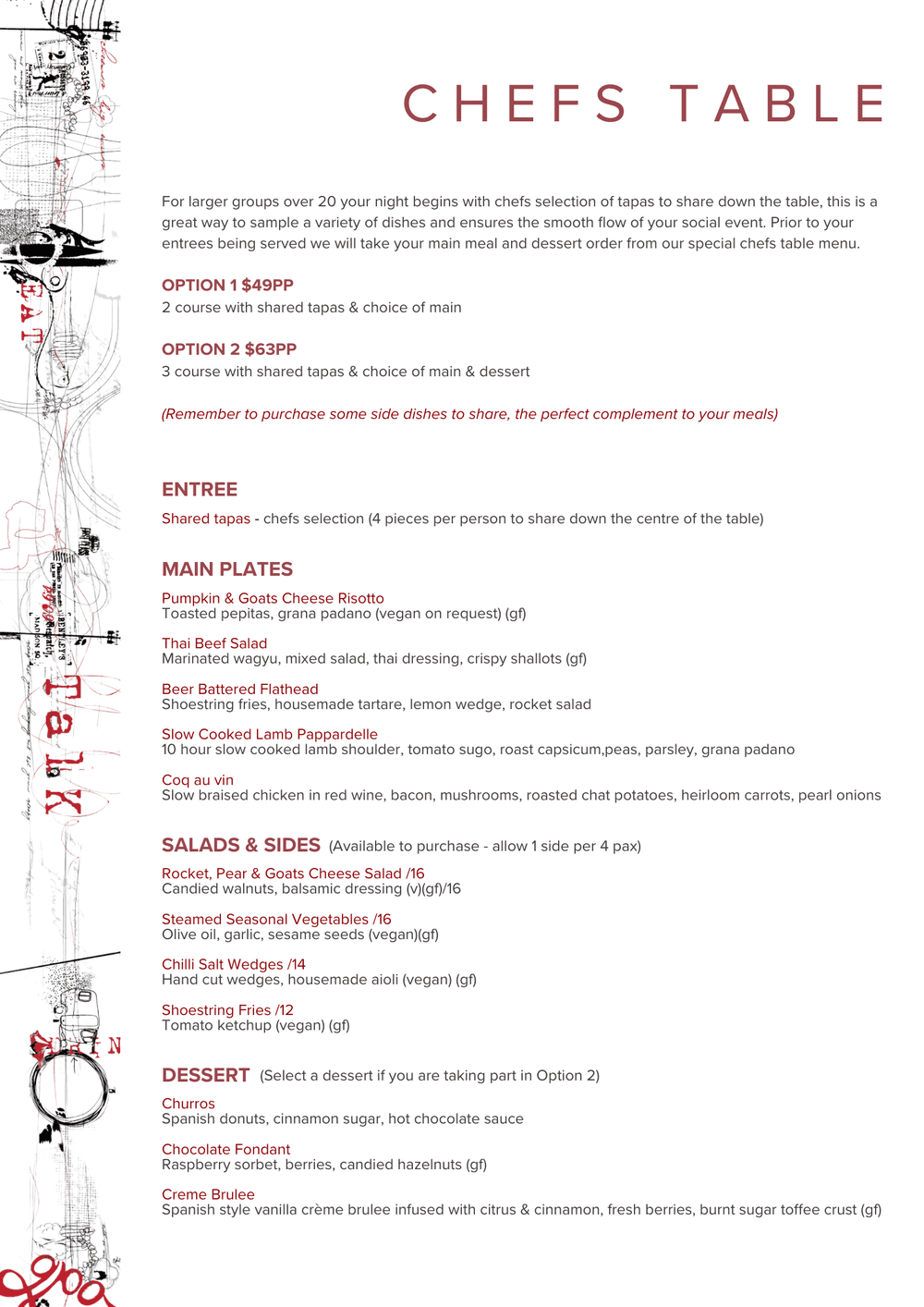 Menu — GPO Restaurant