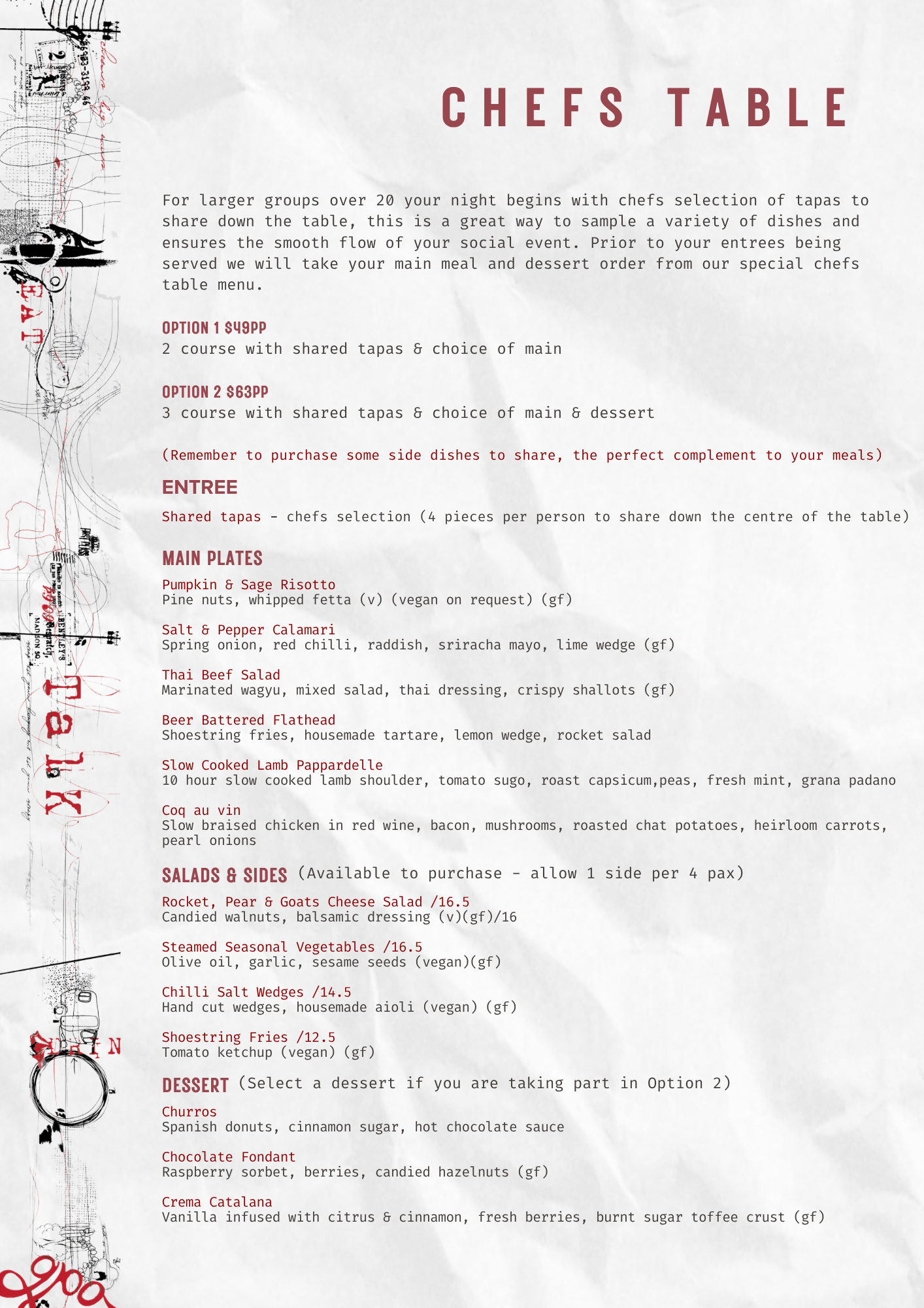 Menu — GPO Restaurant