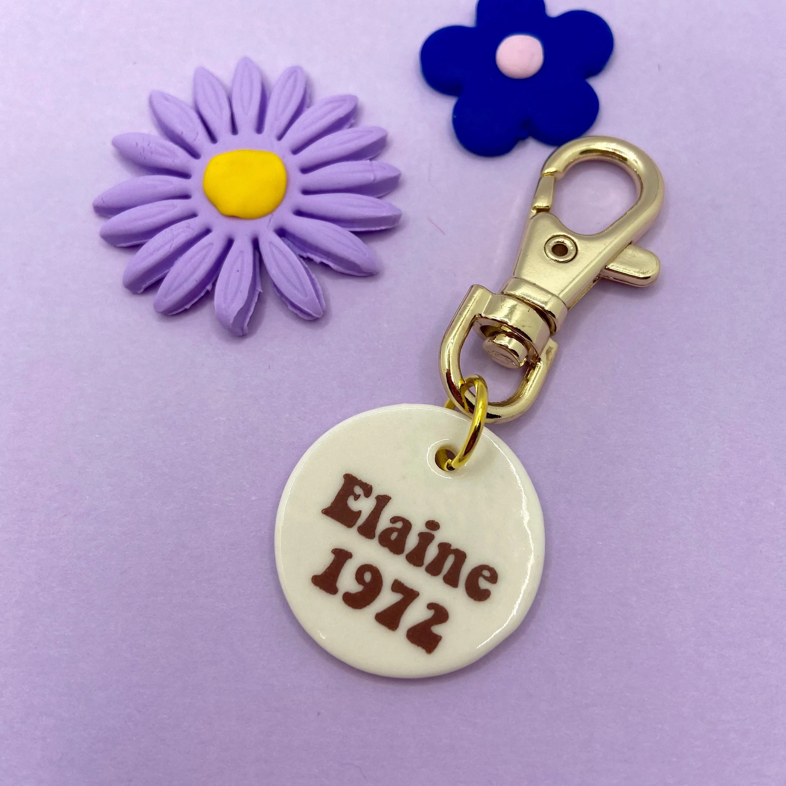 Personalised 50th Birthday Keyring — Carys Boyle Ceramics