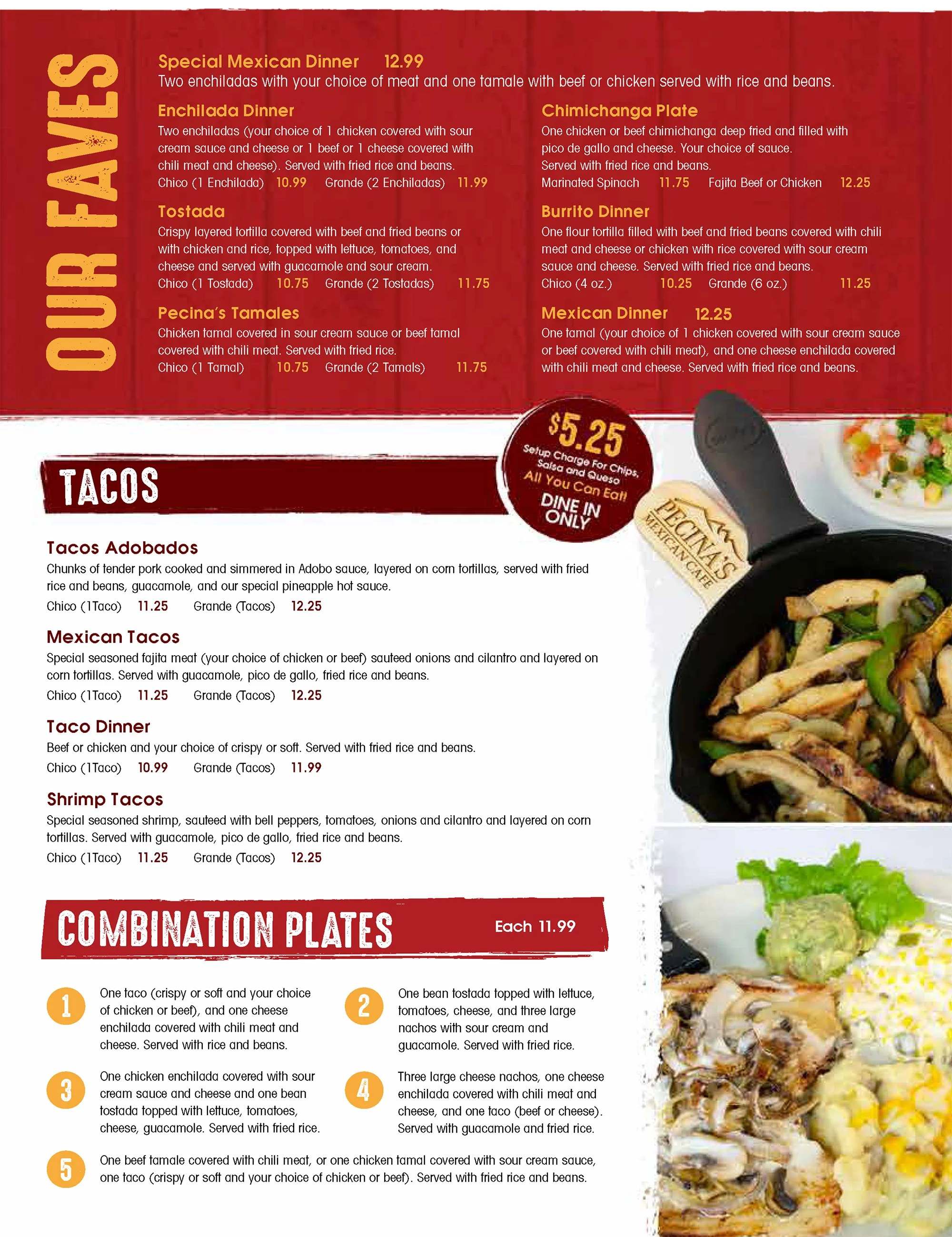 Menu — Pecina's Mexican Cafe