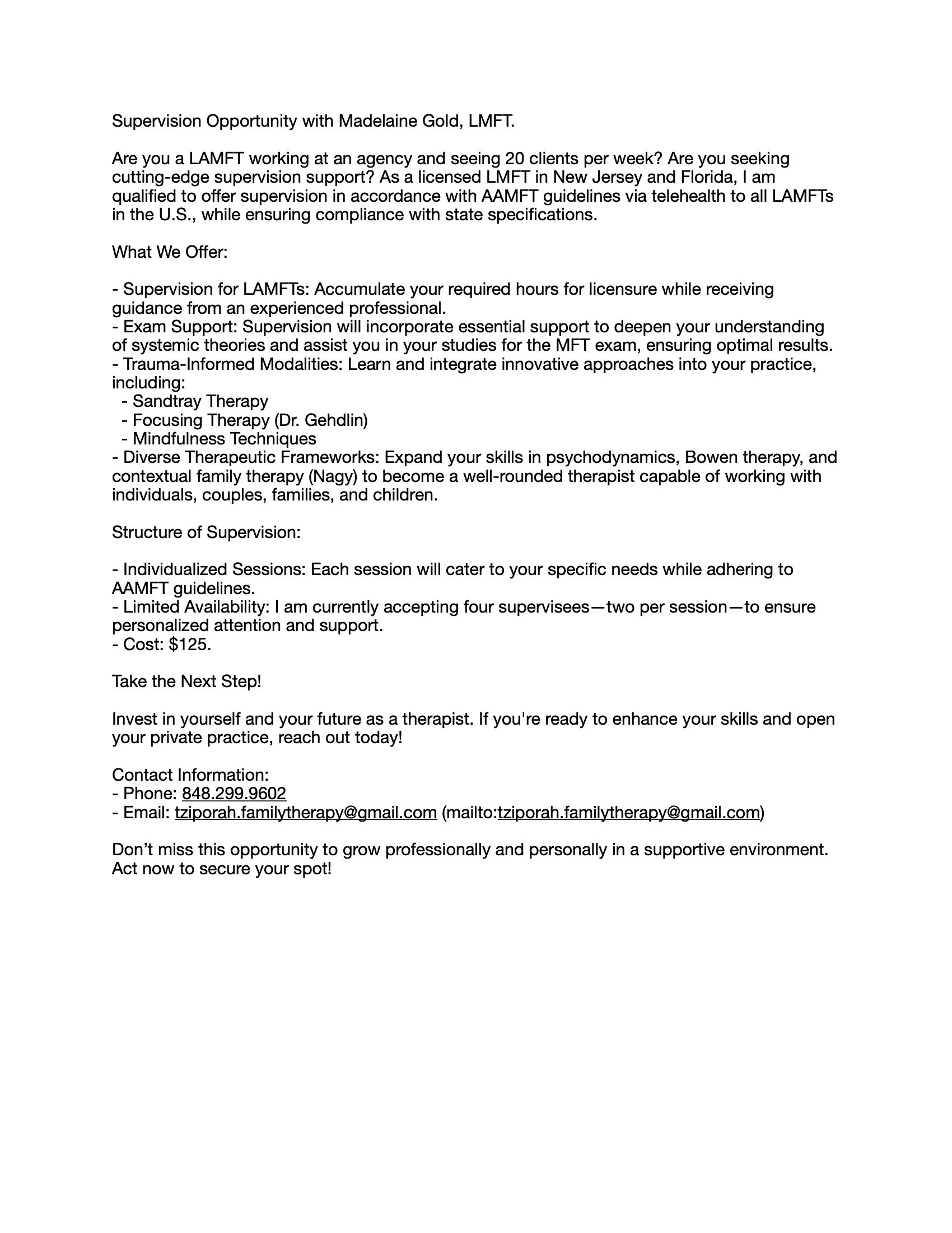 Supervision — NJAMFT