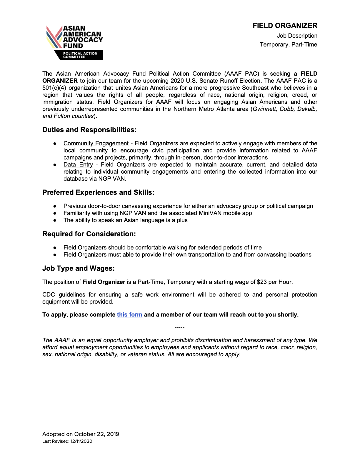 Jobs — Asian American Advocacy Fund PAC