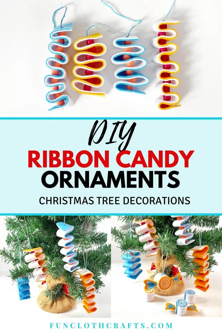 Easy Felt Ribbon Candy Ornaments | Fun Cloth Crafts - Felt Craft Patterns