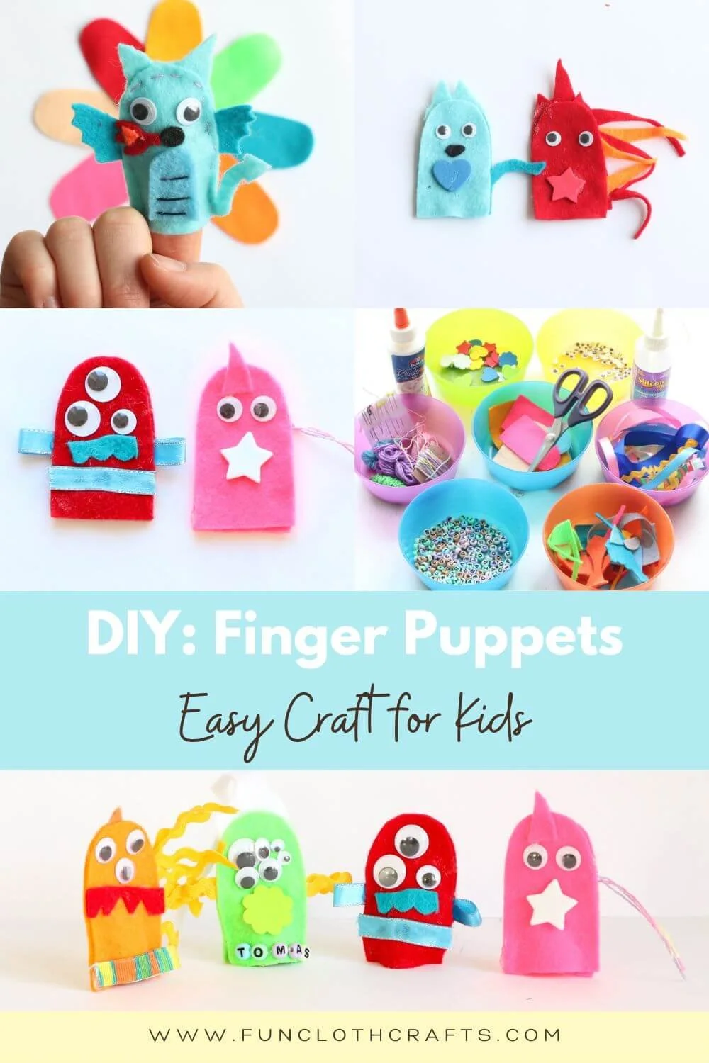 DIY Felt Finger Puppet Craft for Kids with Template | Fun Cloth Crafts ...