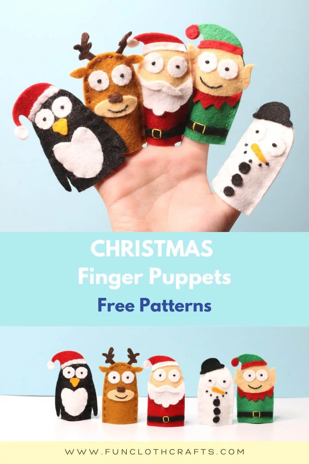 DIY Christmas Finger Puppets (Free Patterns) | Fun Cloth Crafts - Felt ...