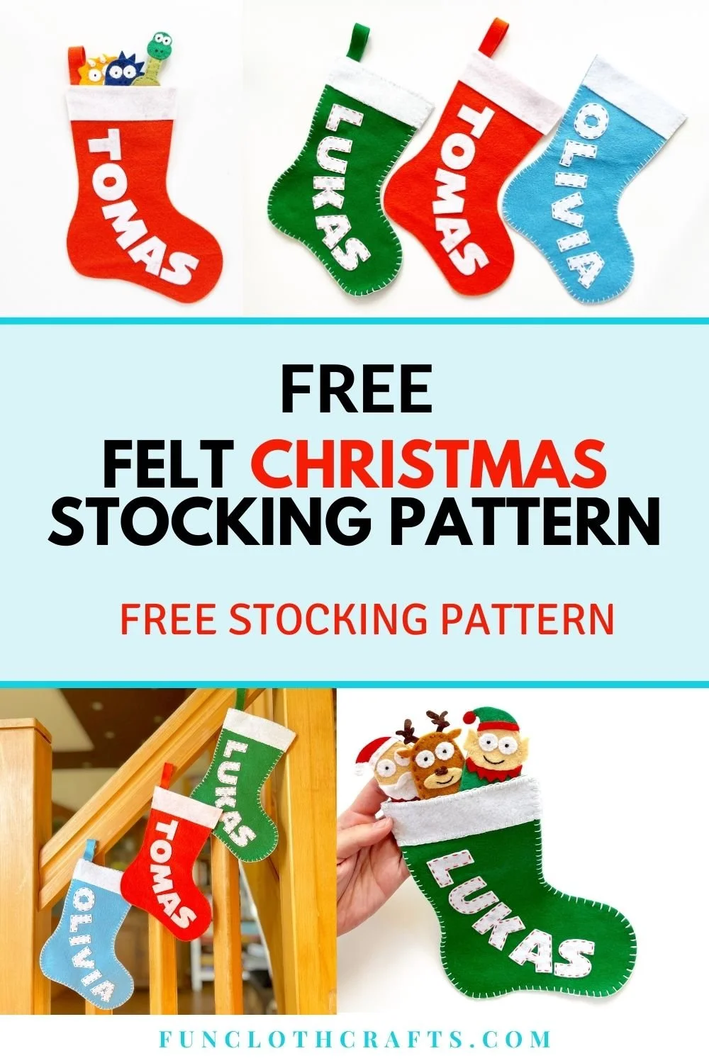 Free Felt Christmas Stocking Pattern (Personalized) | Fun Cloth Crafts ...