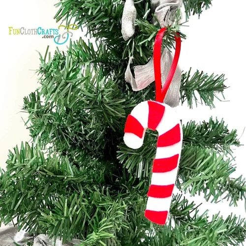 DIY Candy Cane Ornaments from Felt (Free Pattern) | Fun Cloth Crafts ...