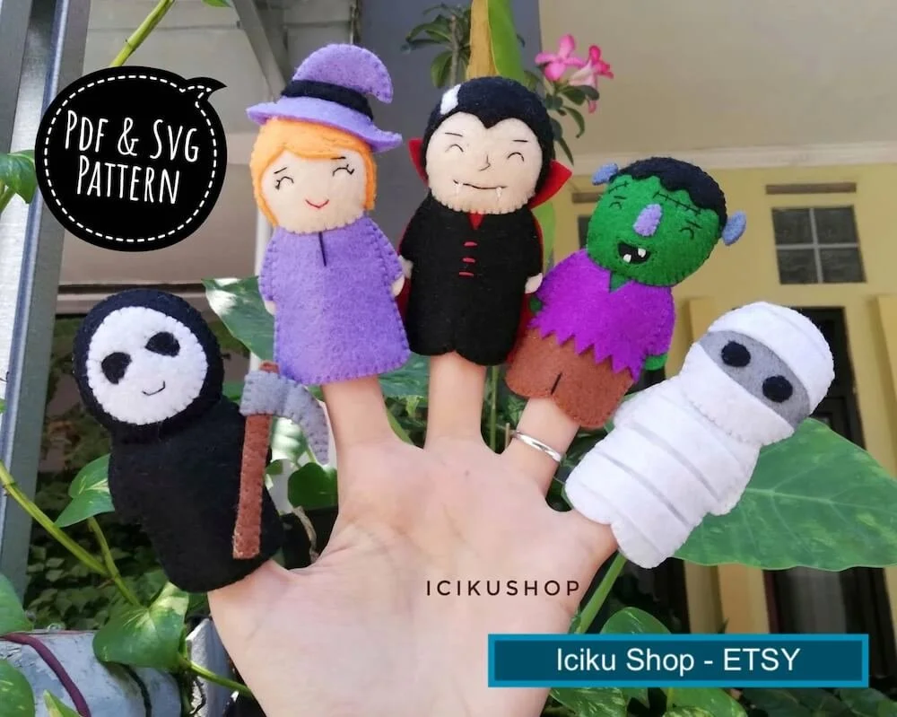 15 DIY Halloween Finger Puppets | Fun Cloth Crafts - Felt Craft Patterns