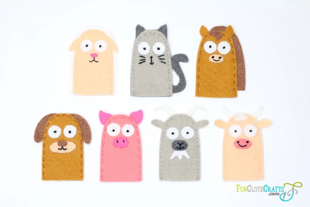 Easy to Make Farm Animal Finger Puppets | Fun Cloth Crafts - Felt Craft ...