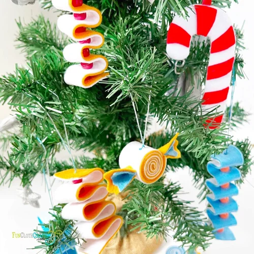 Easy DIY Felt Candy Ornaments and Decorations | Fun Cloth Crafts - Felt ...