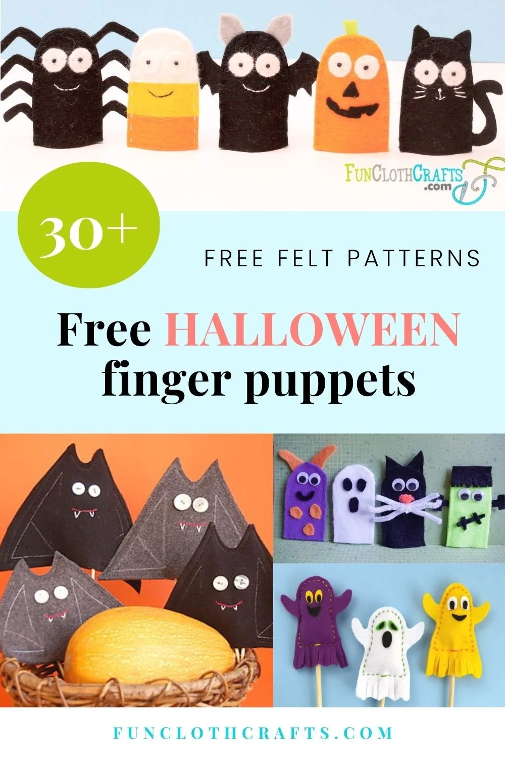 15 DIY Halloween Finger Puppets | Fun Cloth Crafts - Felt Craft Patterns