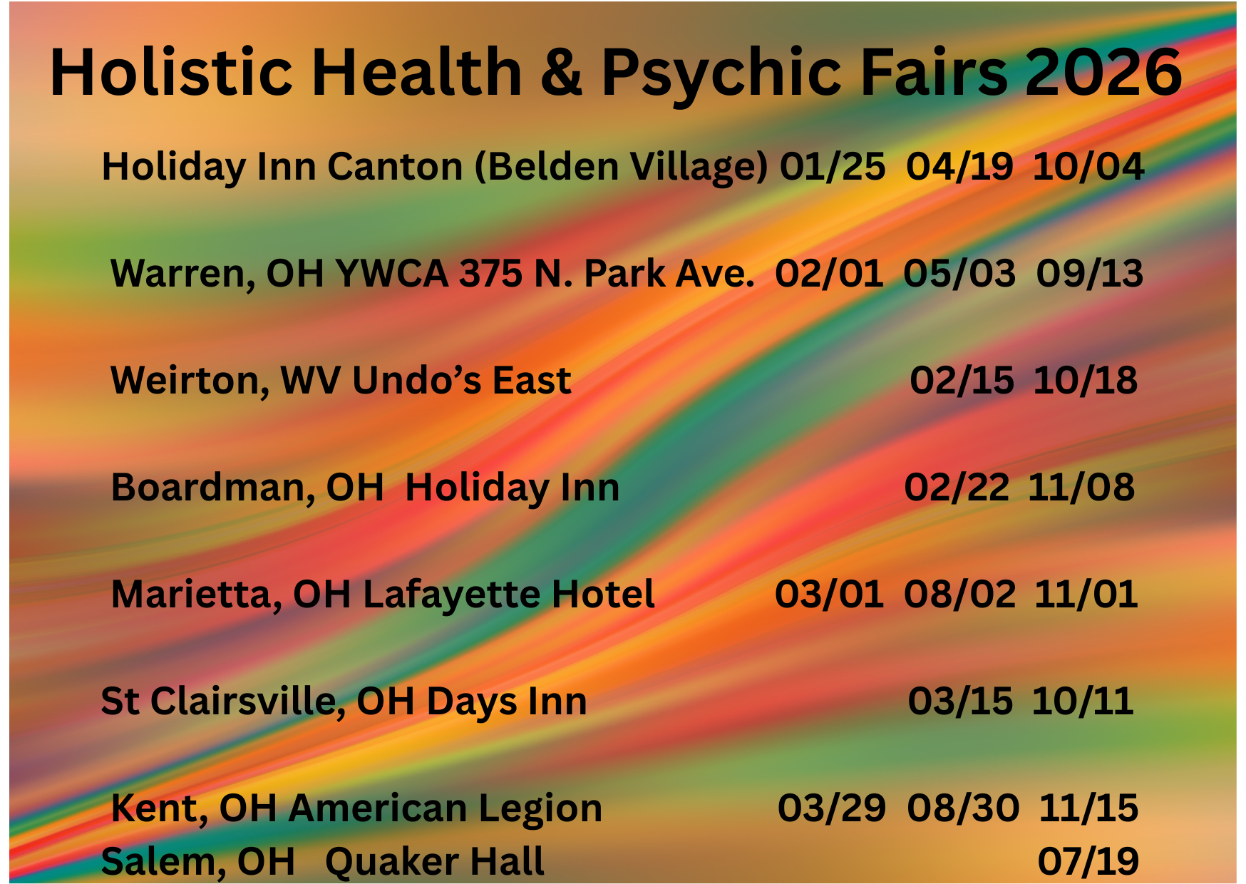2026 Holistic Health & Psychic Fairs — Carol Borkoski