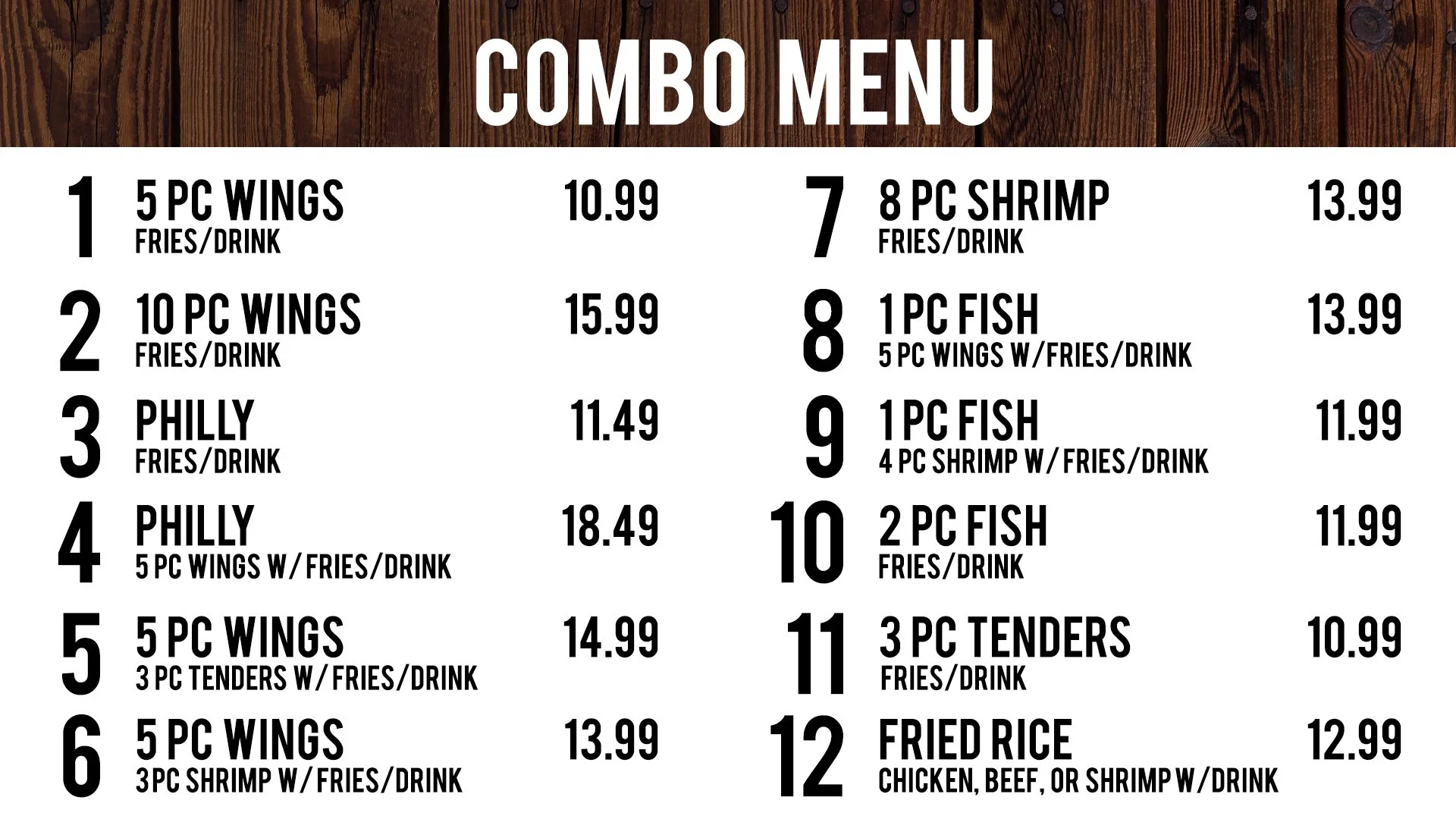 Gainesville, FL Menu — ATown Wings
