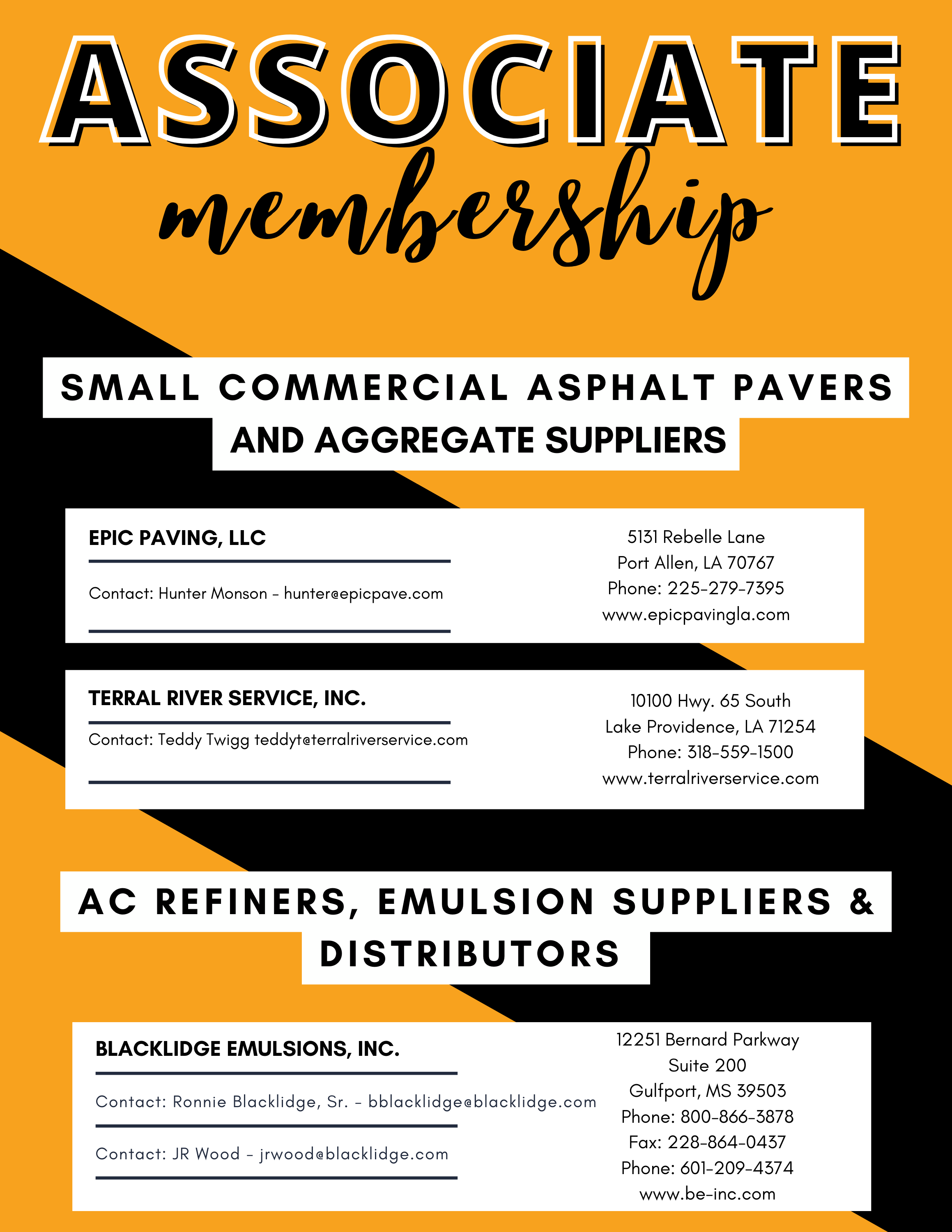 Associate Member Directory — Louisiana Asphalt Pavement Association