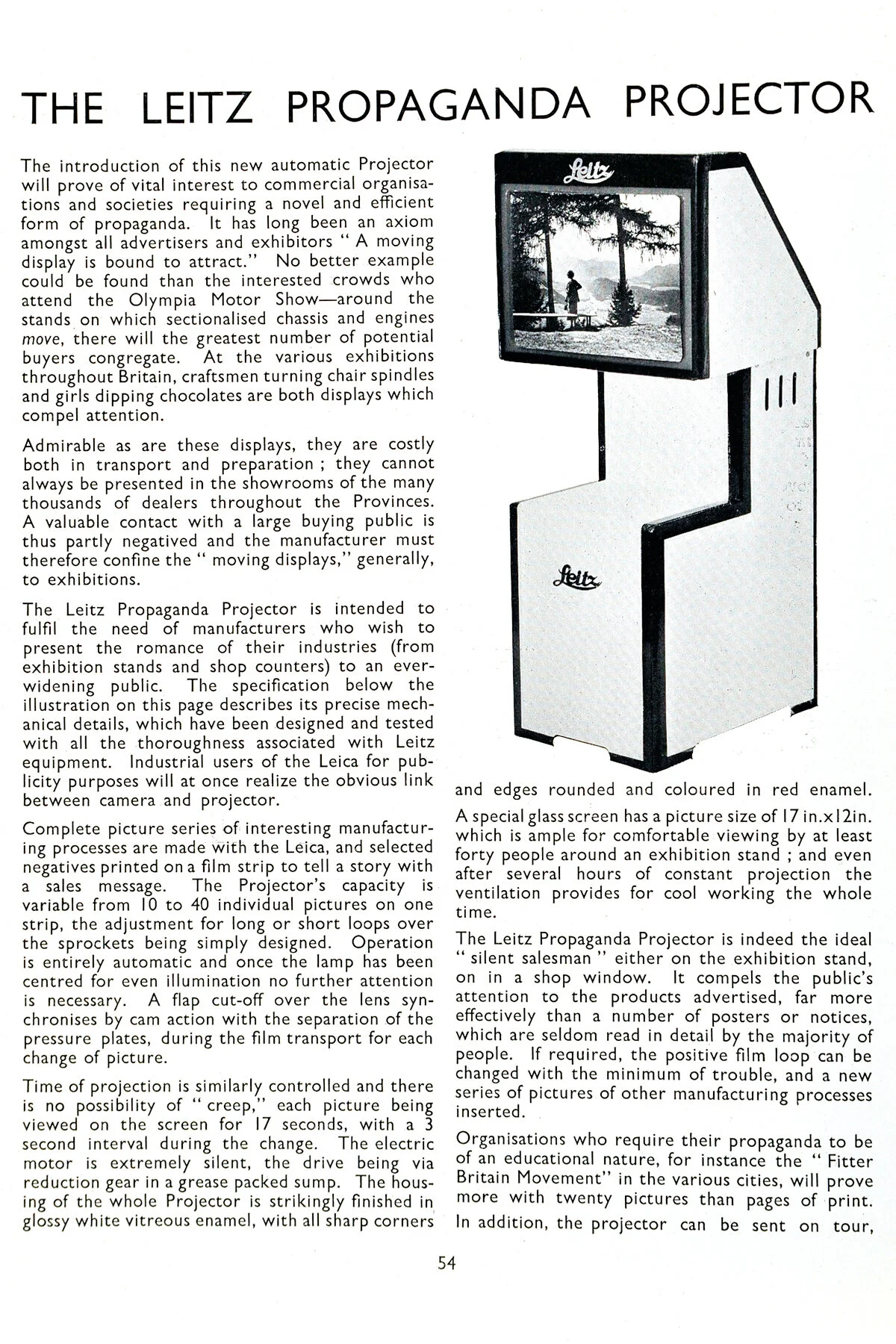 Leitz Propaganda Projector (circa 1934/1937) — LSI - Leica Society ...