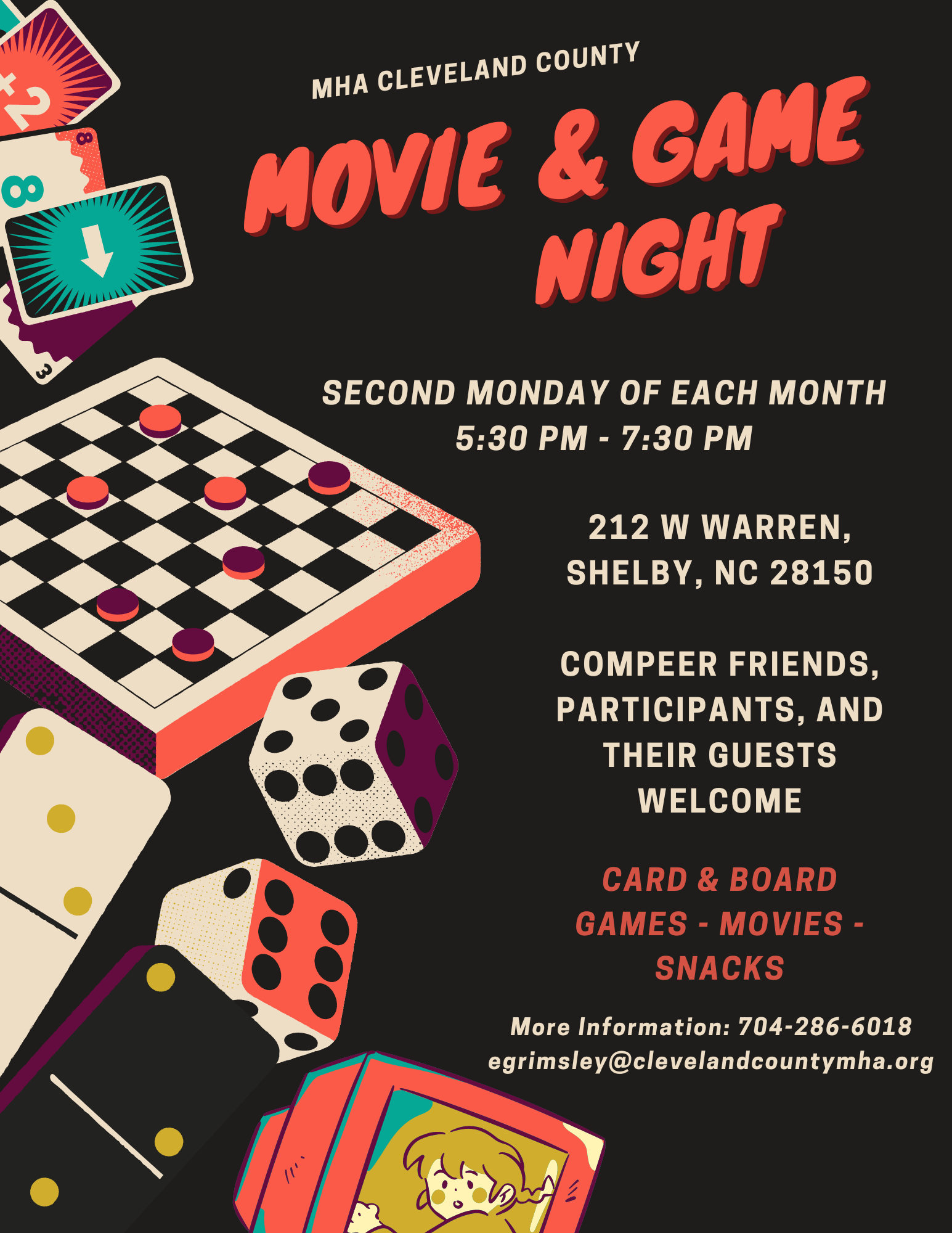 Movie and Game Night — Mental Health Health Association of Cleveland County