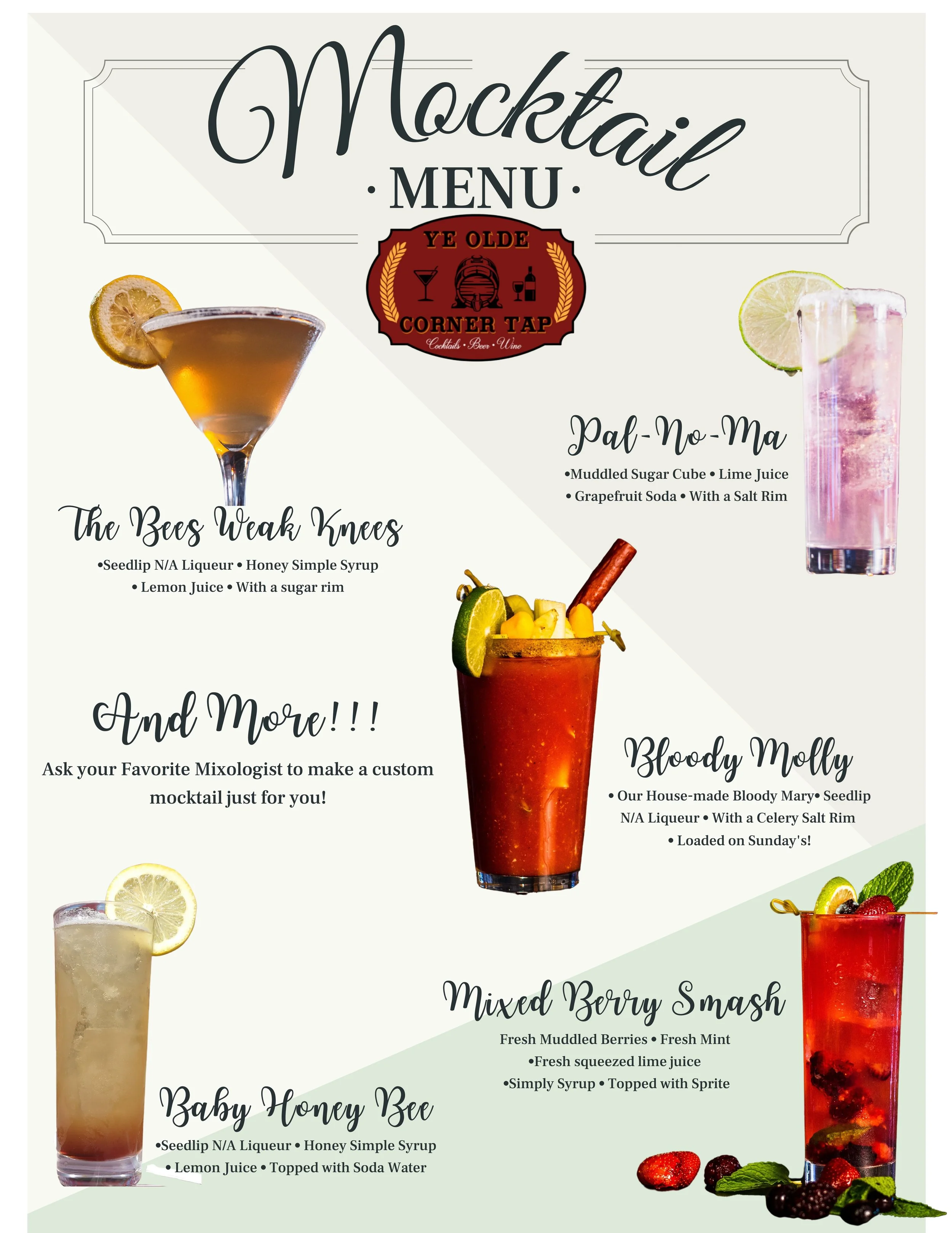 Mocktails — Ye Olde Corner Tap