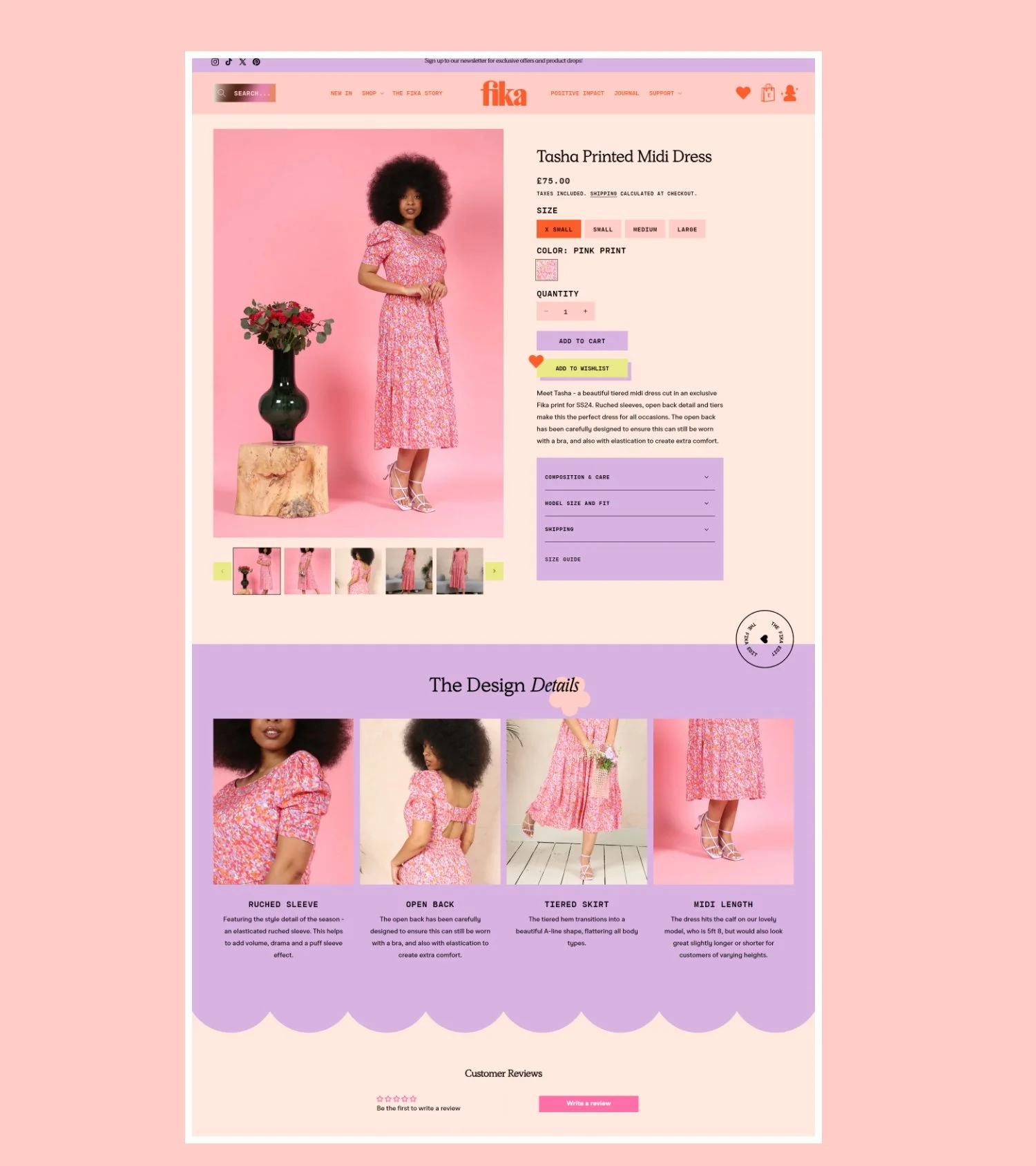 Shopify website development for responsibly sourced fashion brand Fika | Finding Design