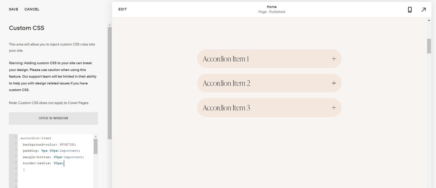 How to customise your accordion blocks in Squarespace 7.1 | Finding Design