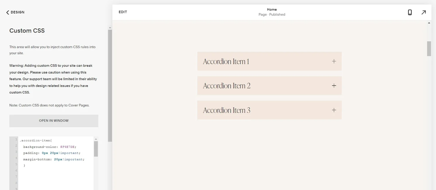 How to customise your accordion blocks in Squarespace 7.1 | Finding Design