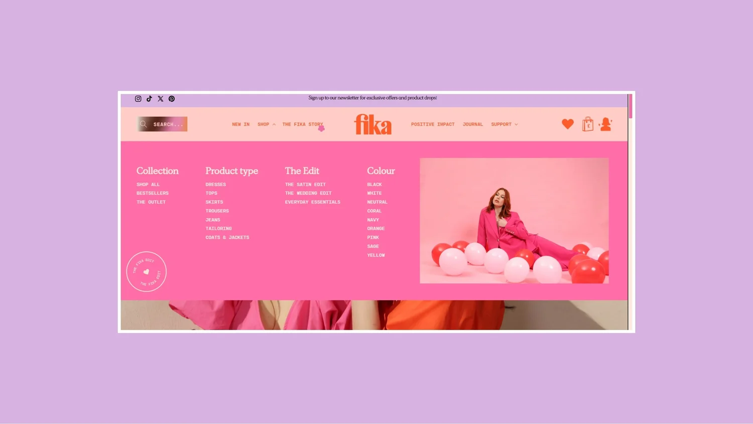 Shopify website development for responsibly sourced fashion brand Fika | Finding Design