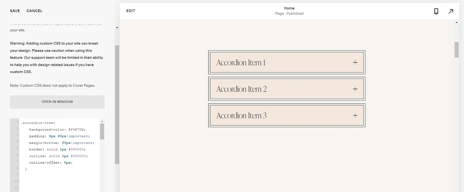 How to customise your accordion blocks in Squarespace 7.1 | Finding Design