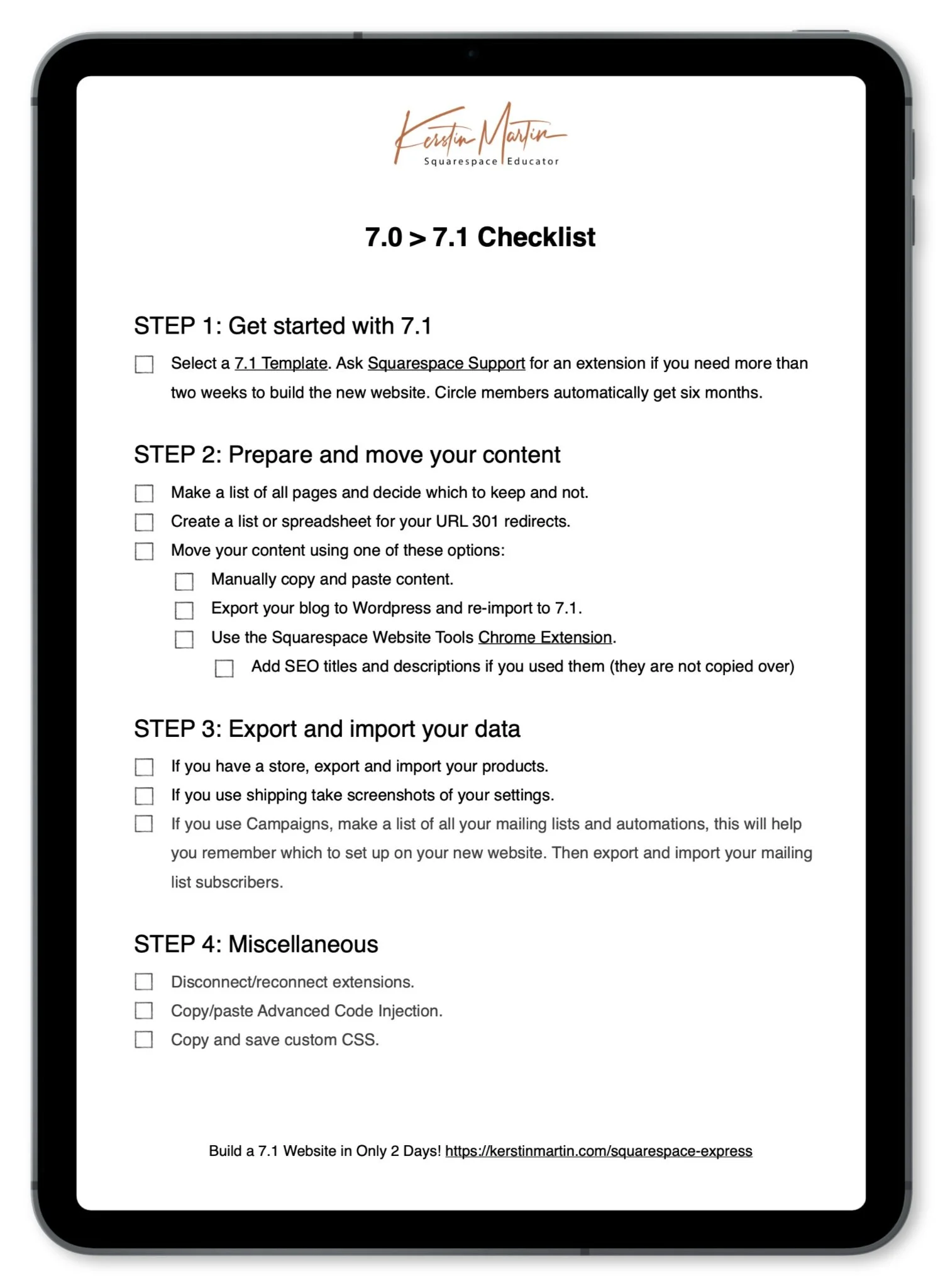 Step By Step Guide To Switch From Squarespace 70 To 71 — Kerstin Martin・design Business Educator
