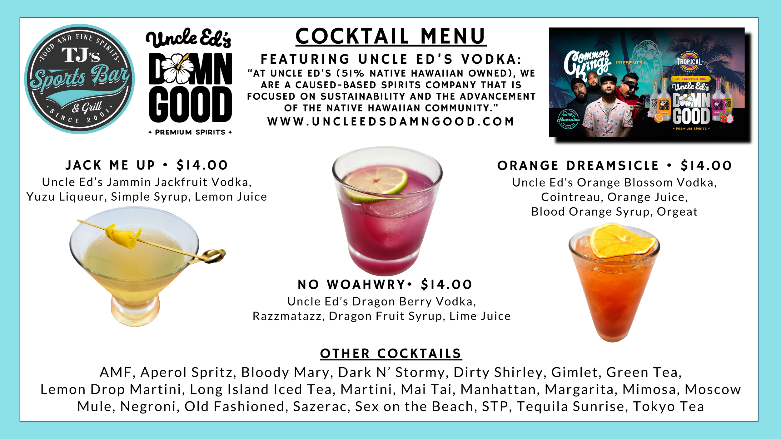 >Drink Menus — TJ's Sports Bar & Grill