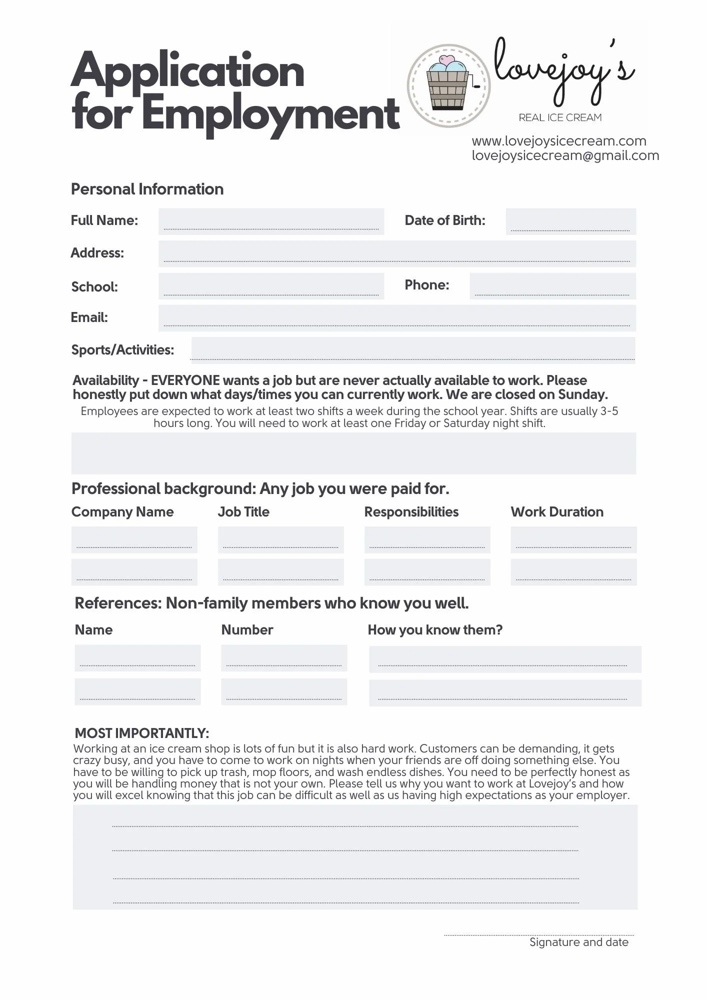 About 2 — lovejoy's real ice cream