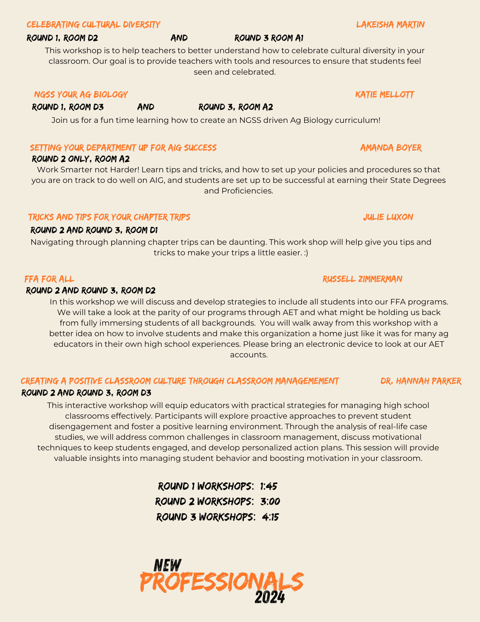 Workshop Descriptions Day 1 — GROW AgEd