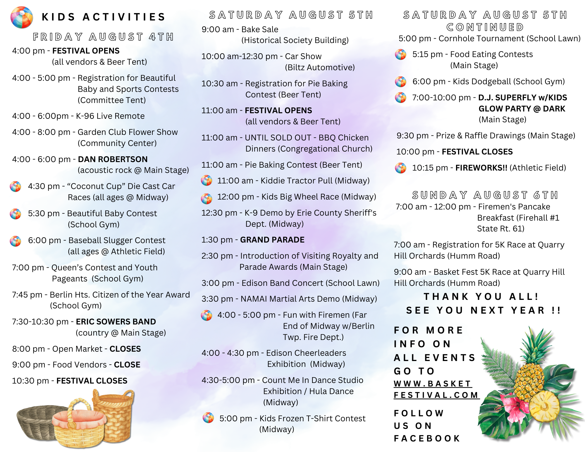 Schedule — Berlin Heights Basket Festival