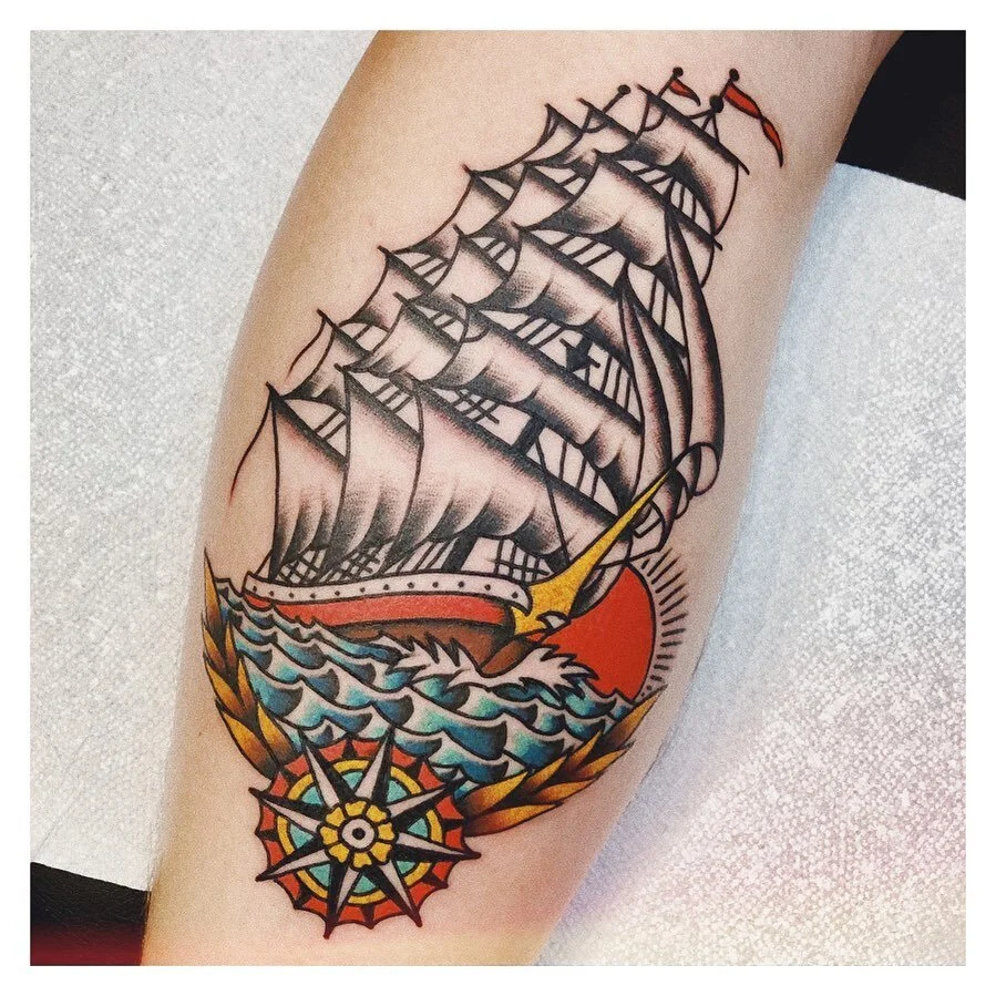 Full Rigged Ship Tattoo