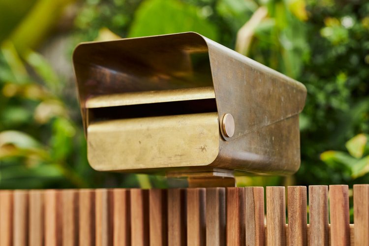 Brass Letterbox 'The Guillotine' with Brass Post - Hatchet Studio ...