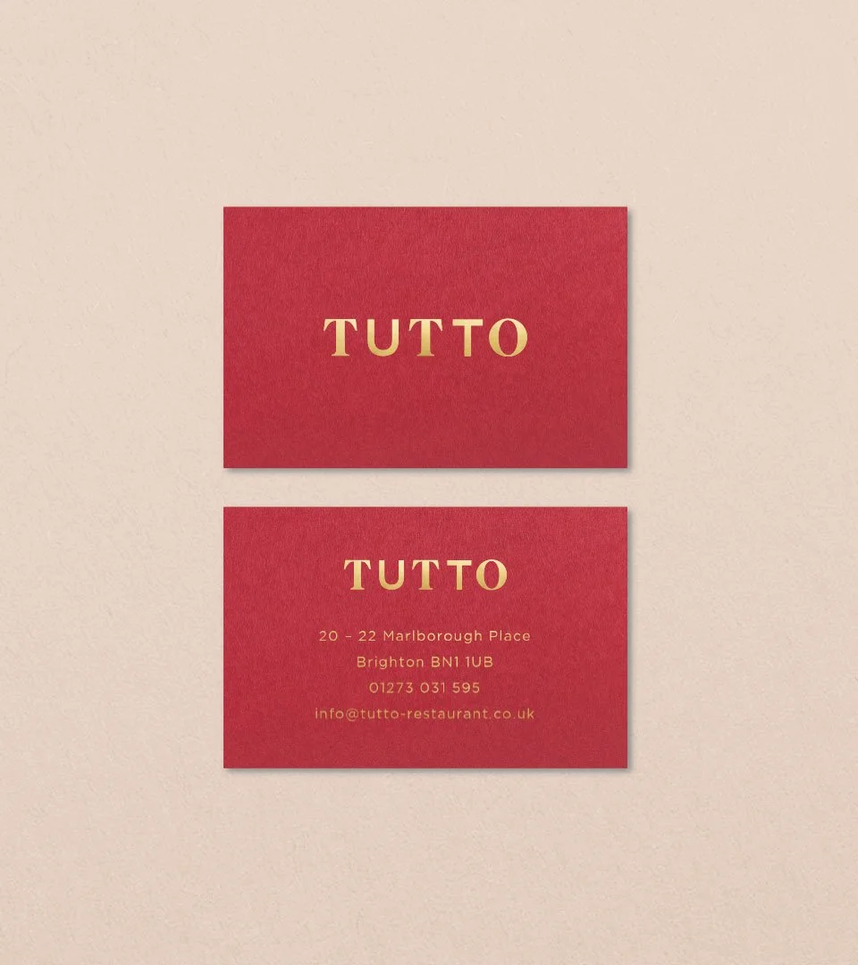 Restaurant branding Tutto, Brighton — Good Noise