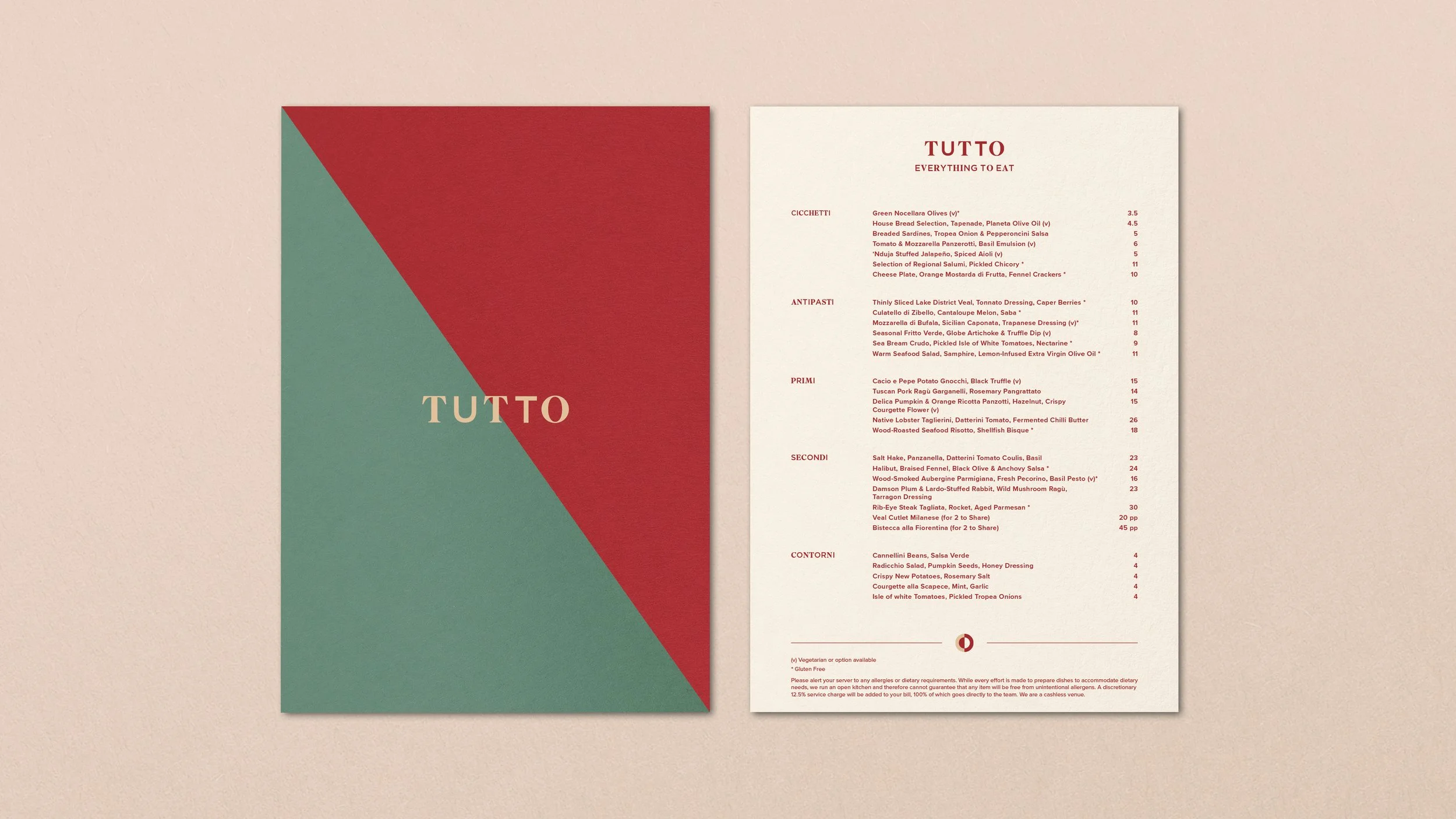 Restaurant branding Tutto, Brighton — Good Noise